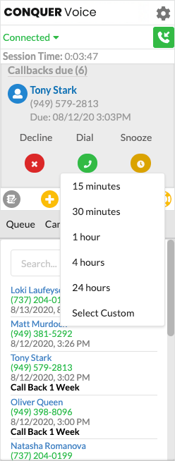 Create a Callback Task – CONQUER Support